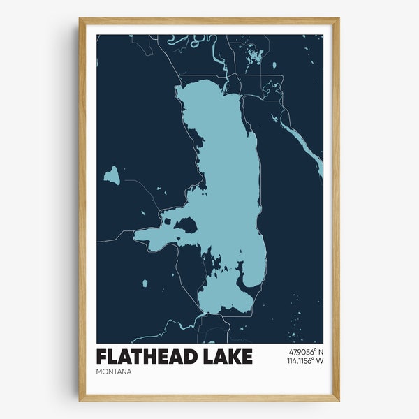 Flathead Lake Map - Etsy