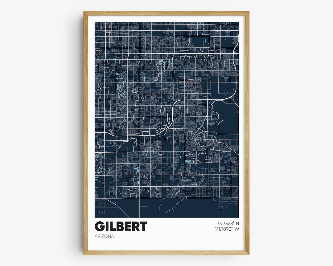 Gilbert Map Print, Arizona Wall Art, Gilbert AZ Poster - Etsy