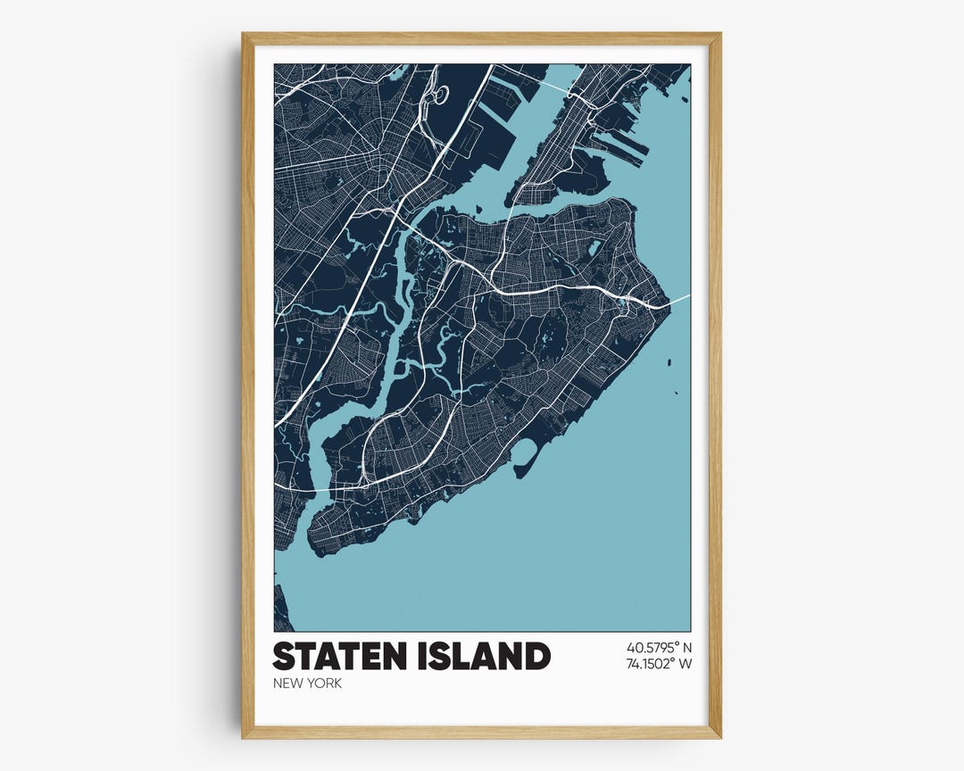 Staten Island Map Print, New York City Wall Art, Staten Island NYC ...