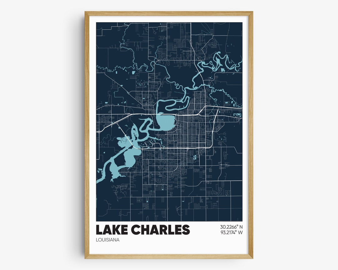 Lake Charles Map Print, Louisiana Wall Art, Lake Charles LA Poster - Etsy