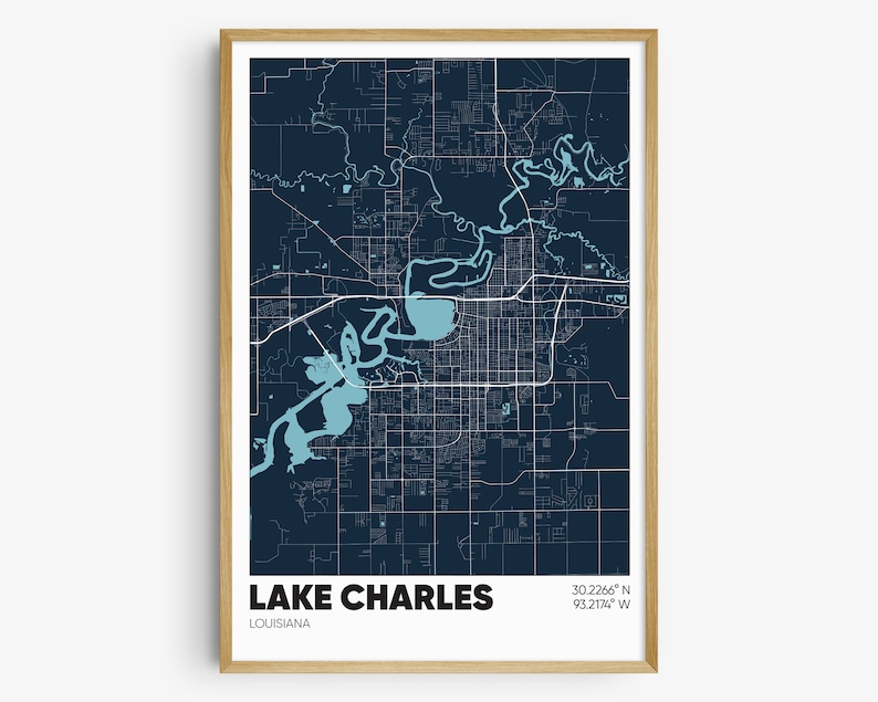 Lake Charles Map Print, Louisiana Wall Art, Lake Charles LA Poster - Etsy