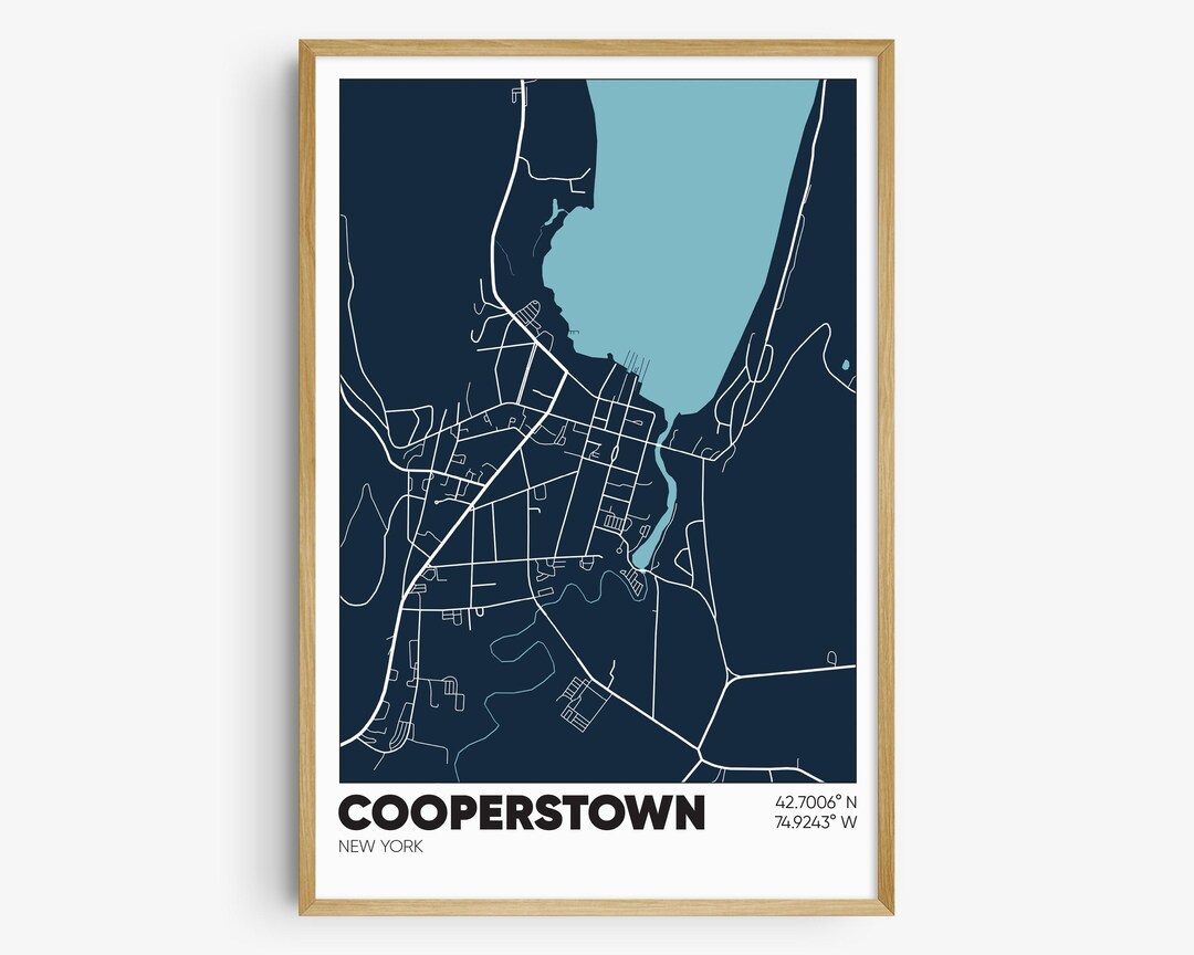 Cooperstown Map Print, New York Wall Art, Cooperstown NY Poster - Etsy