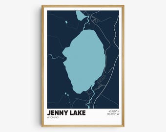 Jenny Lake Printable Map, Jenny Lake Map, Jenny Lake Print 16x20, Grand ...