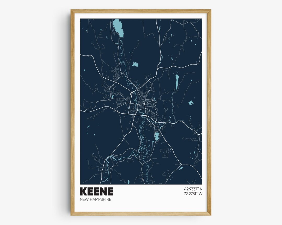 Keene NH Map Print, New Hampshire Wall Art, Keene New Hampshire Poster ...