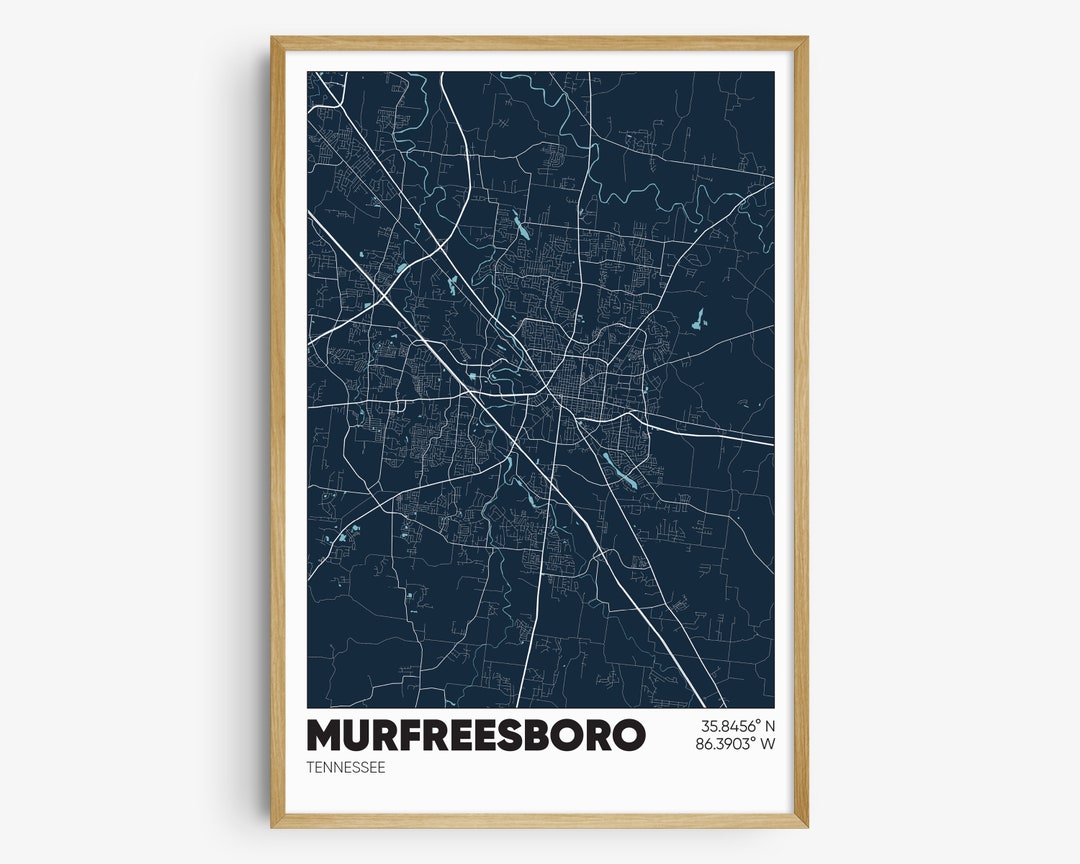 Murfreesboro Map Print, Tennessee Wall Art, Murfreesboro TN Poster - Etsy