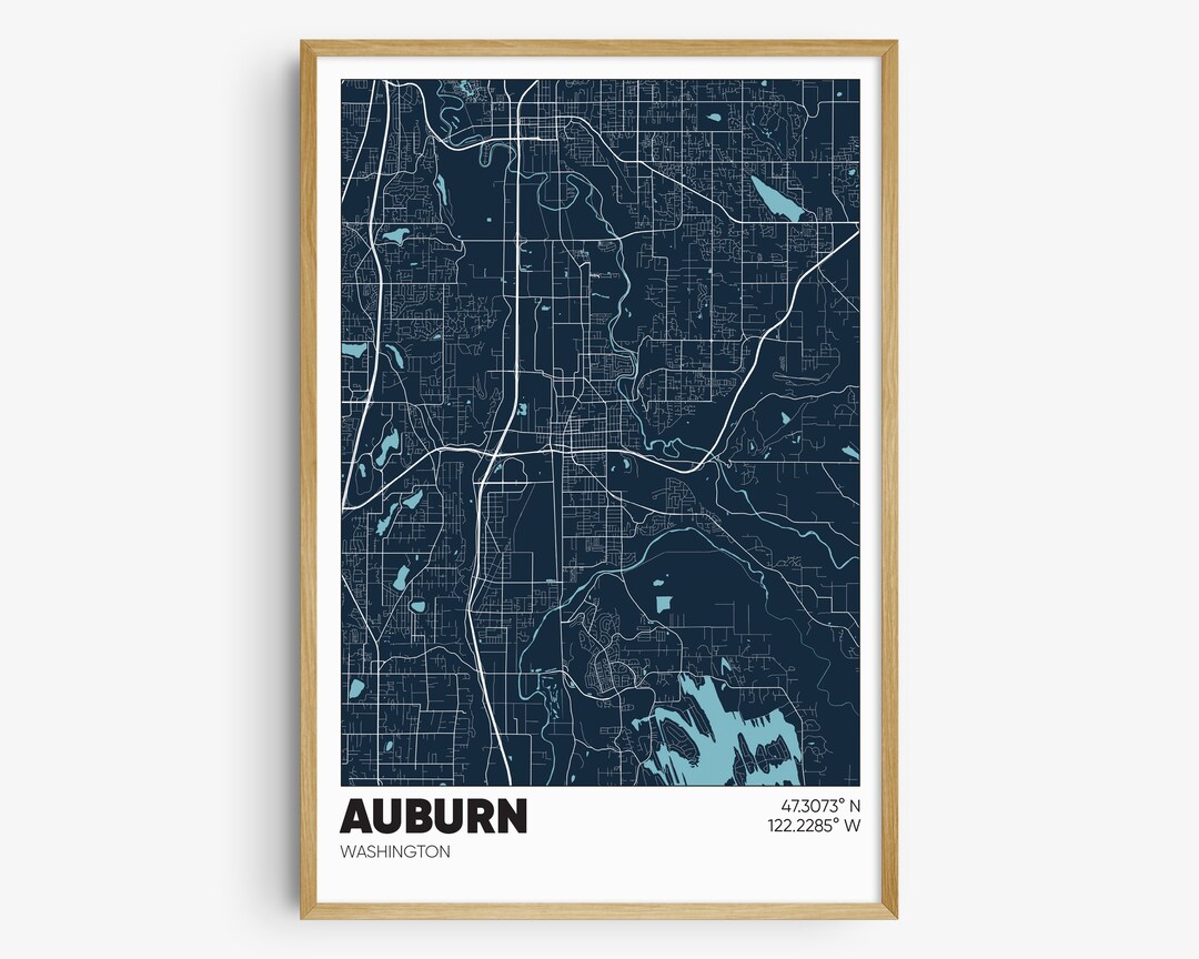 Auburn WA Map Print, Washington Wall Art, Auburn WA Poster - Etsy
