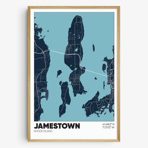 Jamestown RI Map Print, Rhode Island Wall Art, Jamestown Rhode Island ...