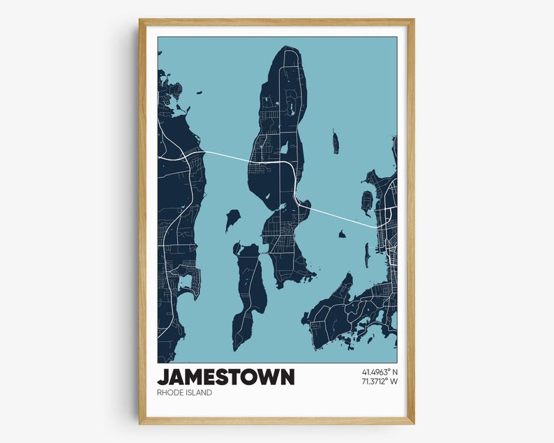 Jamestown RI Map Print, Rhode Island Wall Art, Jamestown Rhode Island ...
