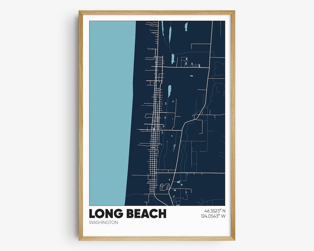 Long Beach WA Map Print, Washington Wall Art, Long Beach WA Poster - Etsy