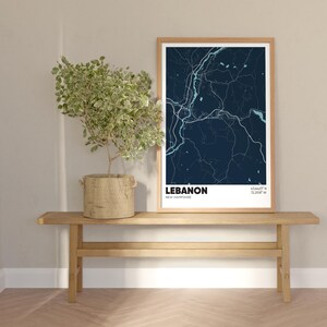 Lebanon NH Map Print, New Hampshire Wall Art, Lebanon New Hampshire ...