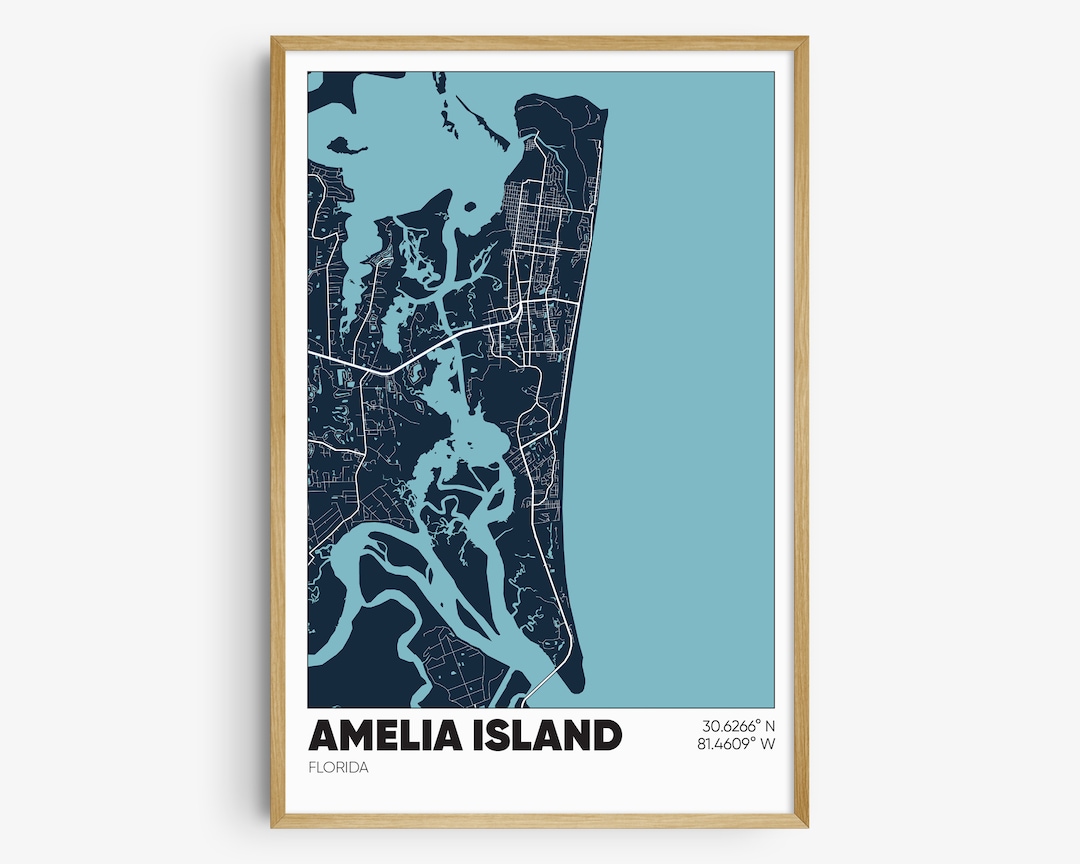Amelia Island Map Print, Travel Wall Art, Amelia Island Florida Poster ...