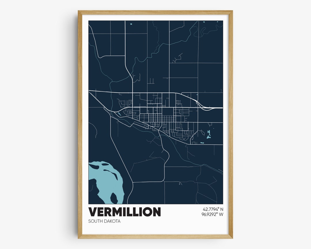 Vermillion Map Print, South Dakota Wall Art, Vermillion SD Poster - Etsy
