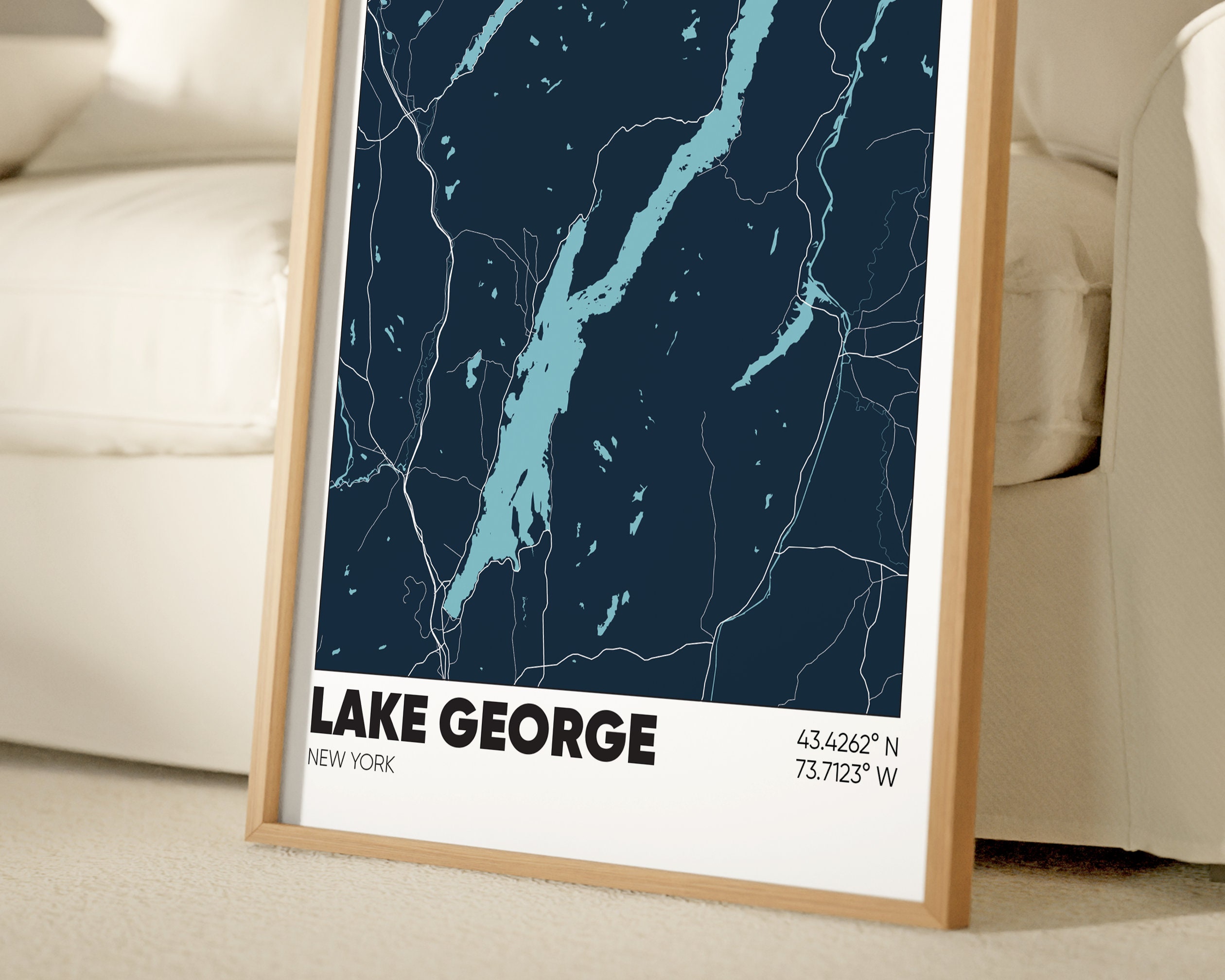 Lake George Map Print, New York Wall Art, Lake George NY Poster - Etsy