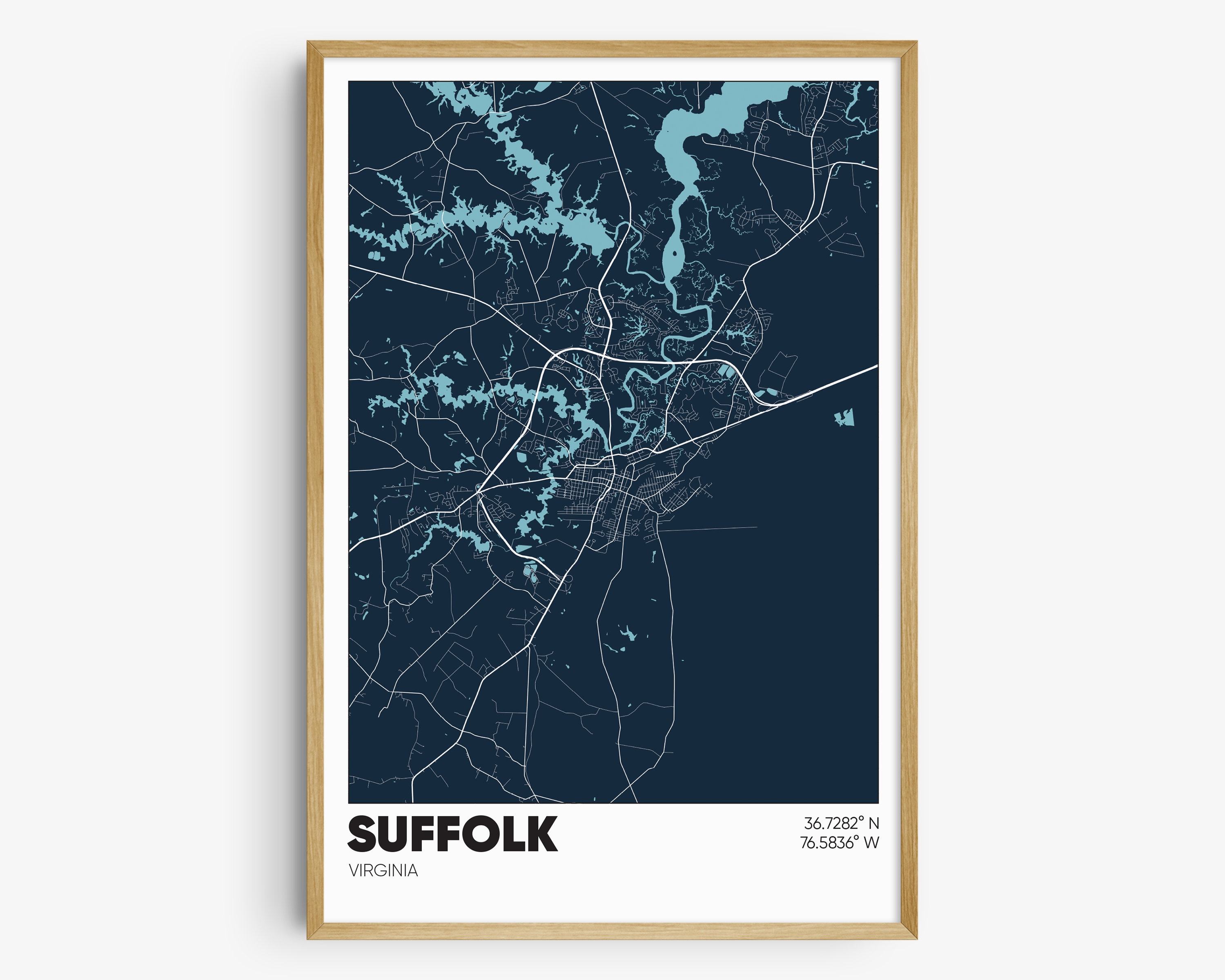 Suffolk VA Map Print, Virginia Wall Art, Suffolk VA Poster - Etsy