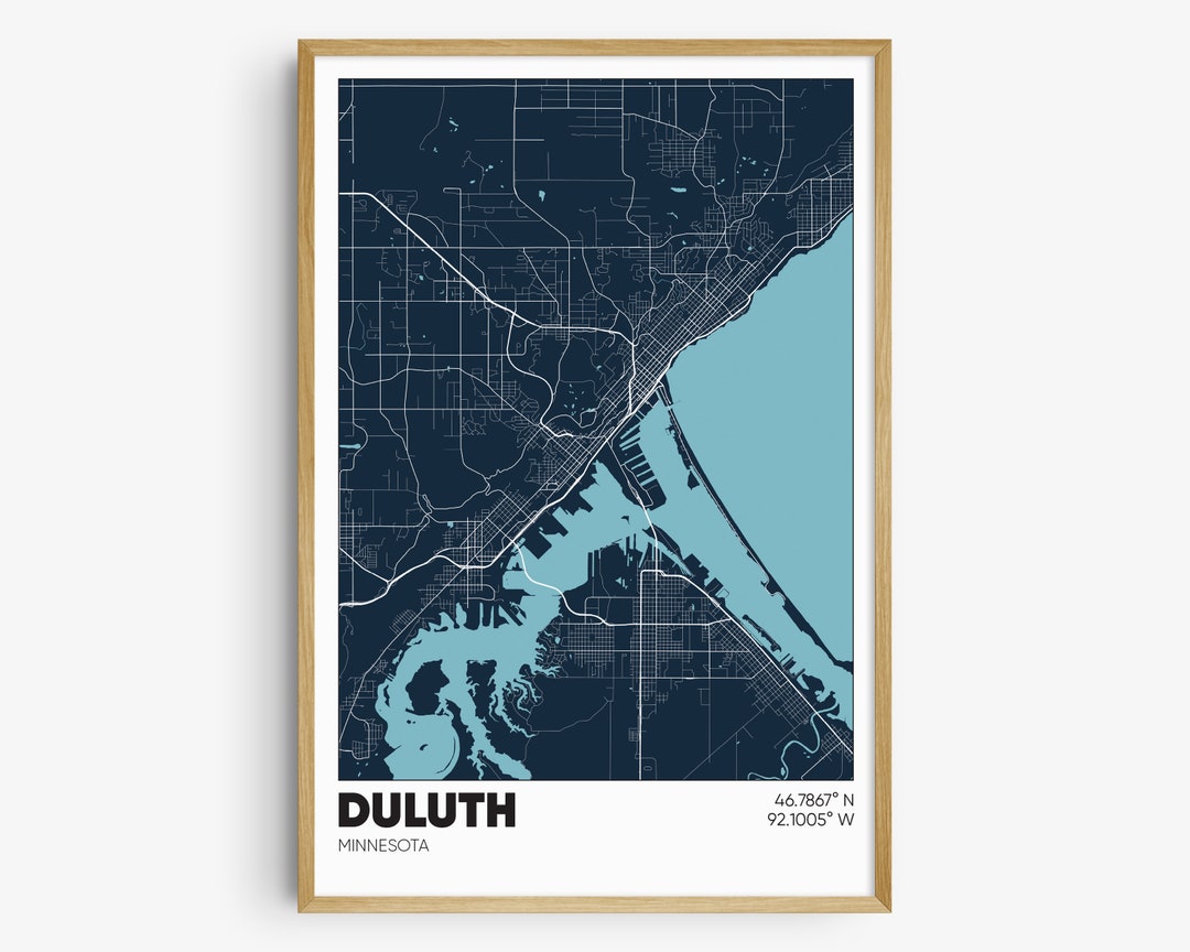 Duluth Map Print, Minnesota Wall Art, Duluth MN Poster - Etsy