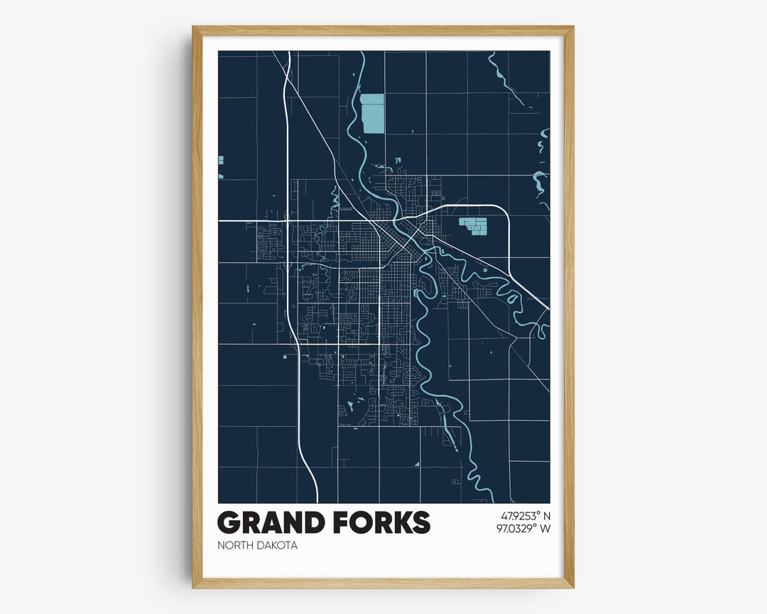Grand Forks Map Print, North Dakota Wall Art, Grand Forks ND Poster - Etsy