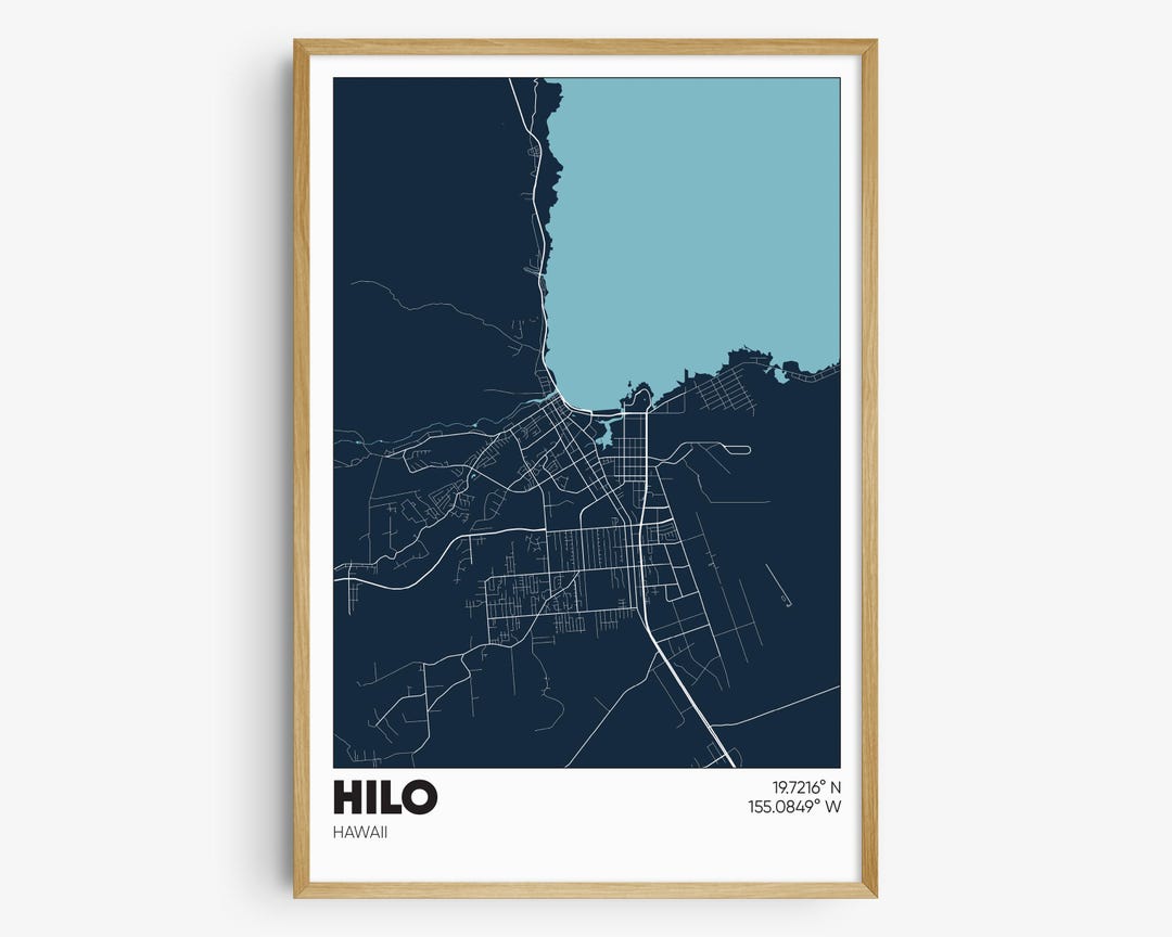 Hilo Map Print, Hawaii Wall Art, Hilo HI Poster - Etsy