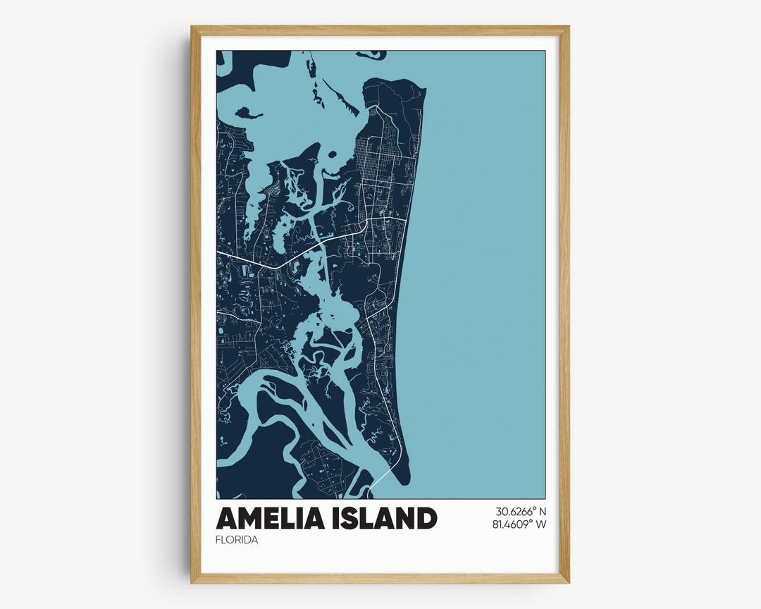 Amelia Island Map Print, Florida Wall Art, Amelia Island FL Poster - Etsy