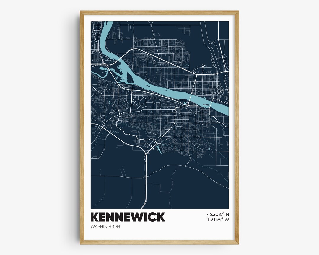 Kennewick Map Print, Washington Wall Art, Kennewick WA Poster - Etsy