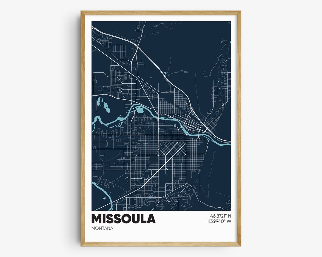 Missoula Map Print, Montana Wall Art, Missoula MT Poster, Graduation ...