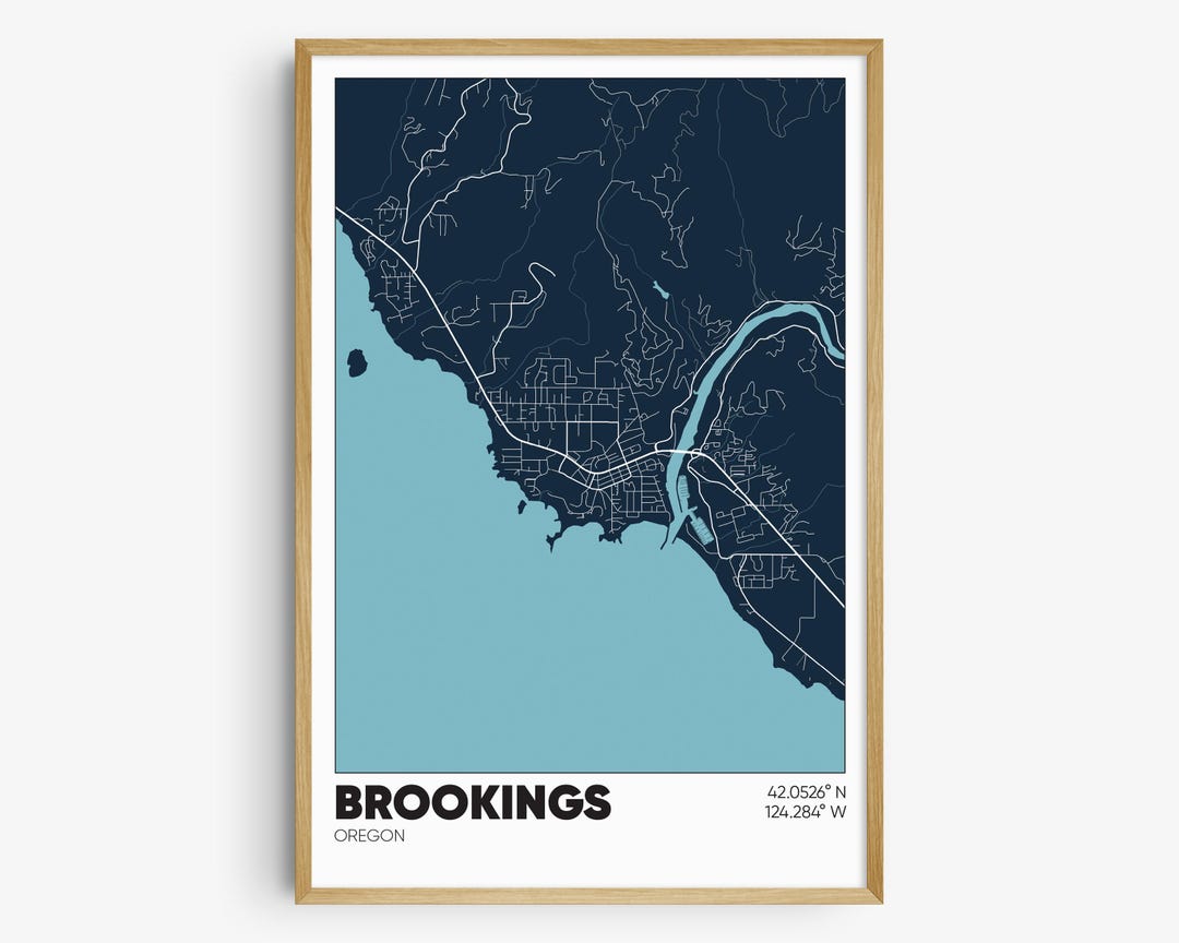 Brookings OR Map Print, Oregon Coast Wall Art, Brookings OR Poster - Etsy