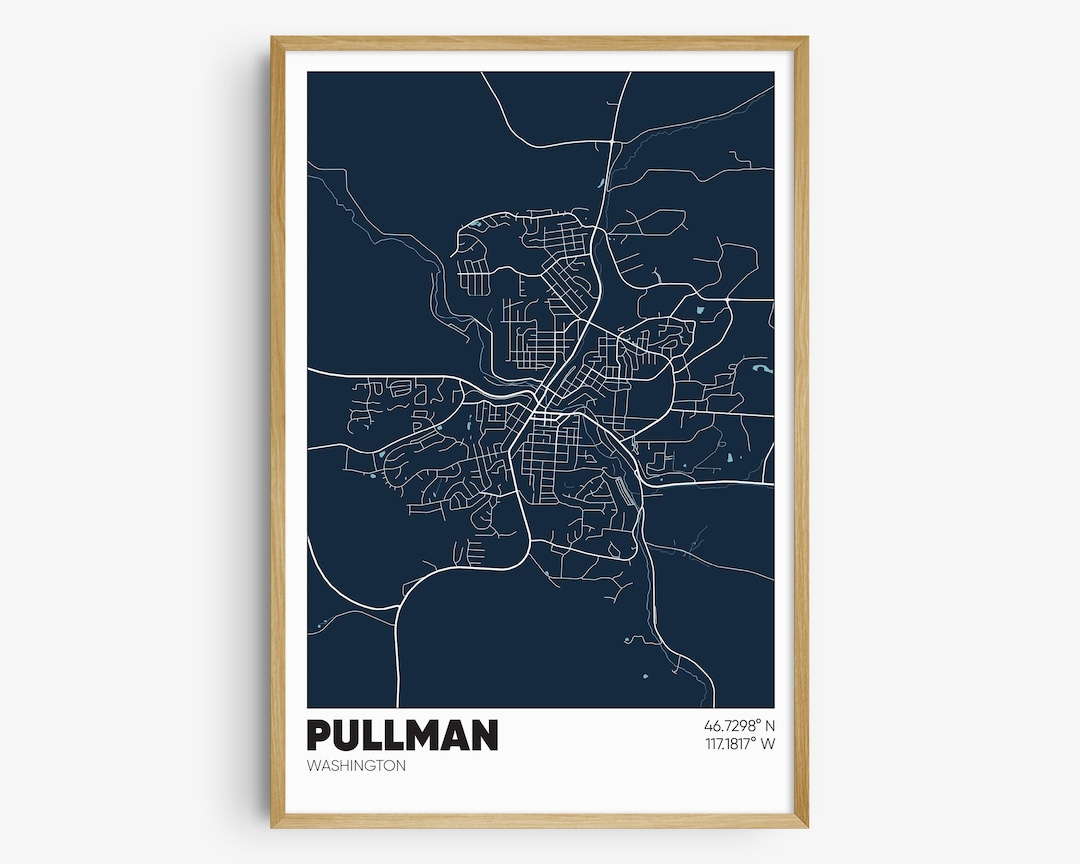 Pullman Map Print, Washington Wall Art, Pullman WA Poster - Etsy