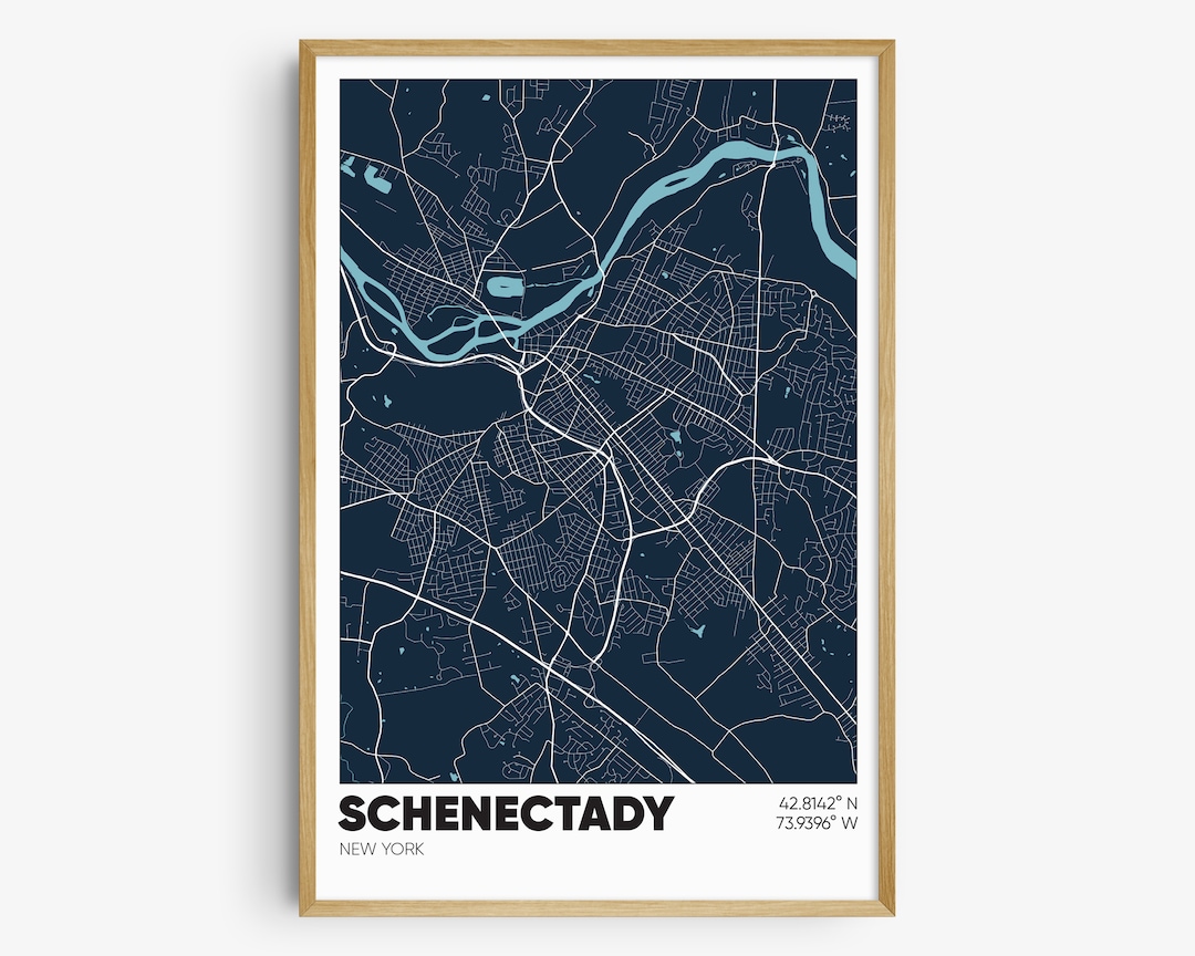 Schenectady Map Print, New York Wall Art, Schenectady NY Poster - Etsy