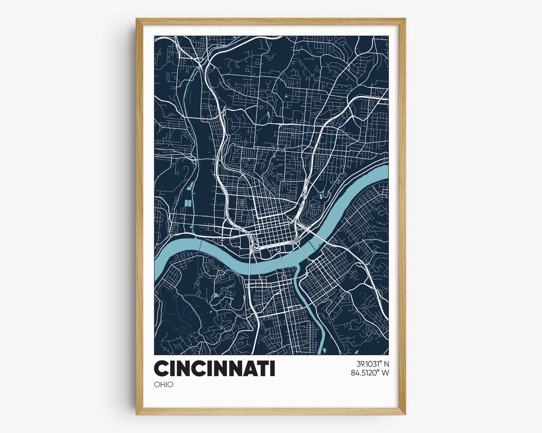 Cincinnati Map Print, City Wall Art, Cincinnati Ohio Poster - Etsy