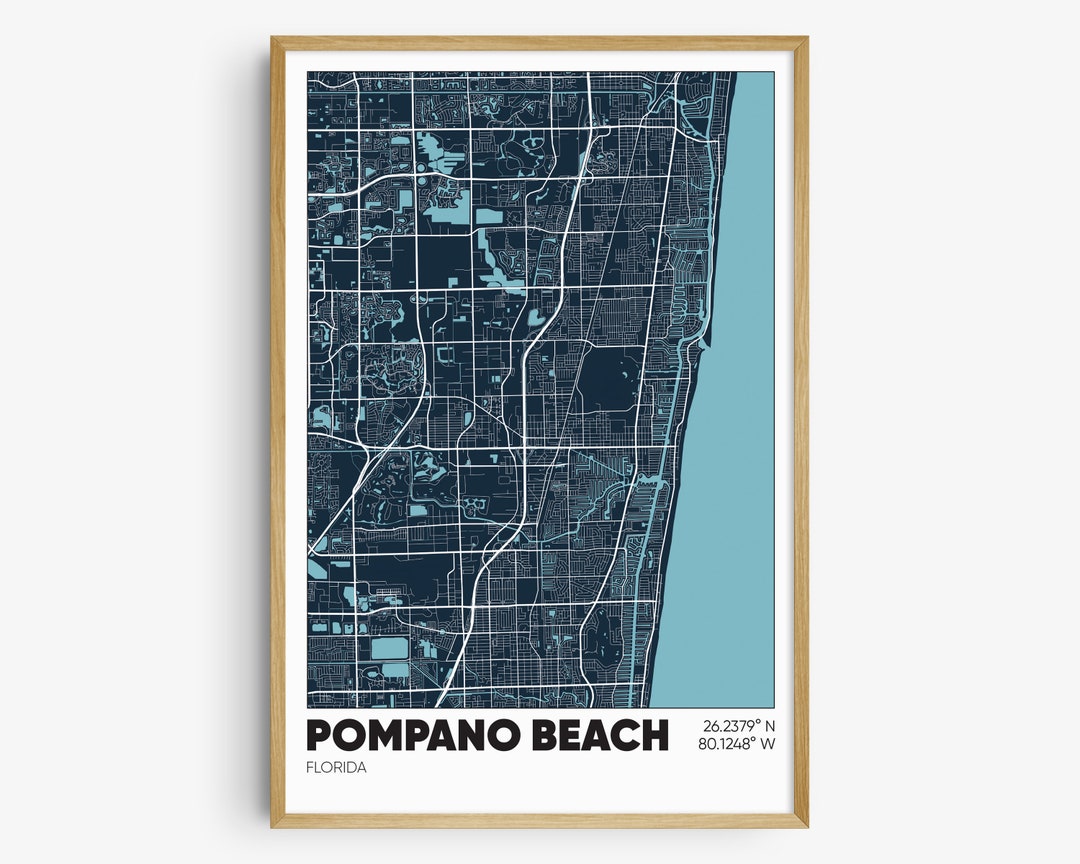 Pompano Beach Map Print, Florida Wall Art, Pompano Beach FL Poster - Etsy