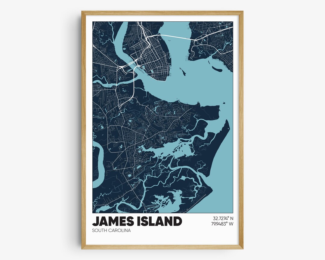 James Island Map Print, South Carolina Wall Art, James Island SC Poster ...