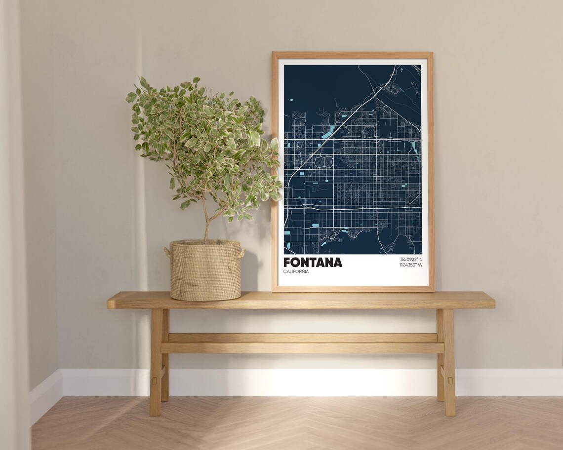 Fontana Map Print, California Wall Art, Fontana CA Poster - Etsy