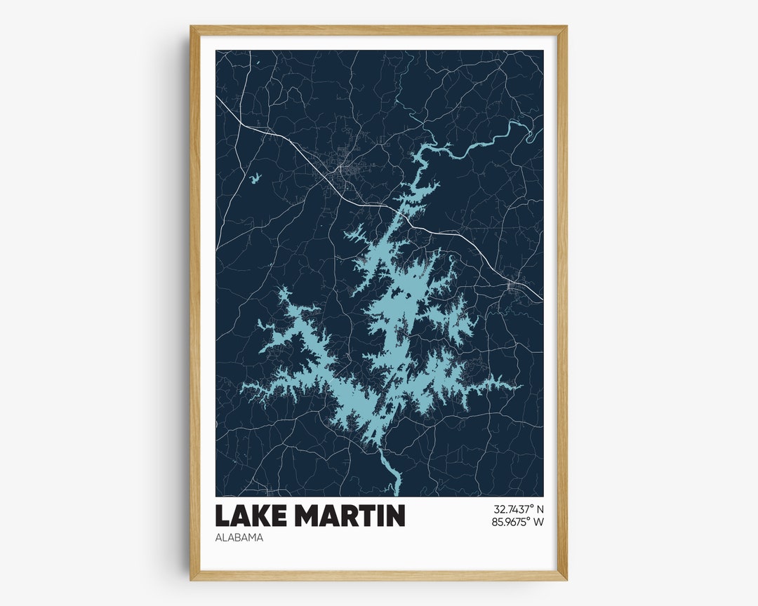 Lake Martin Map Print, Alabama Wall Art, Lake Martin AL Poster - Etsy