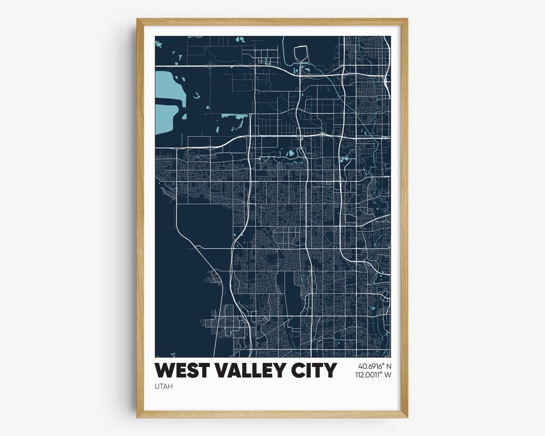 West Valley City Map Print, Utah Wall Art, West Valley City UT Poster ...
