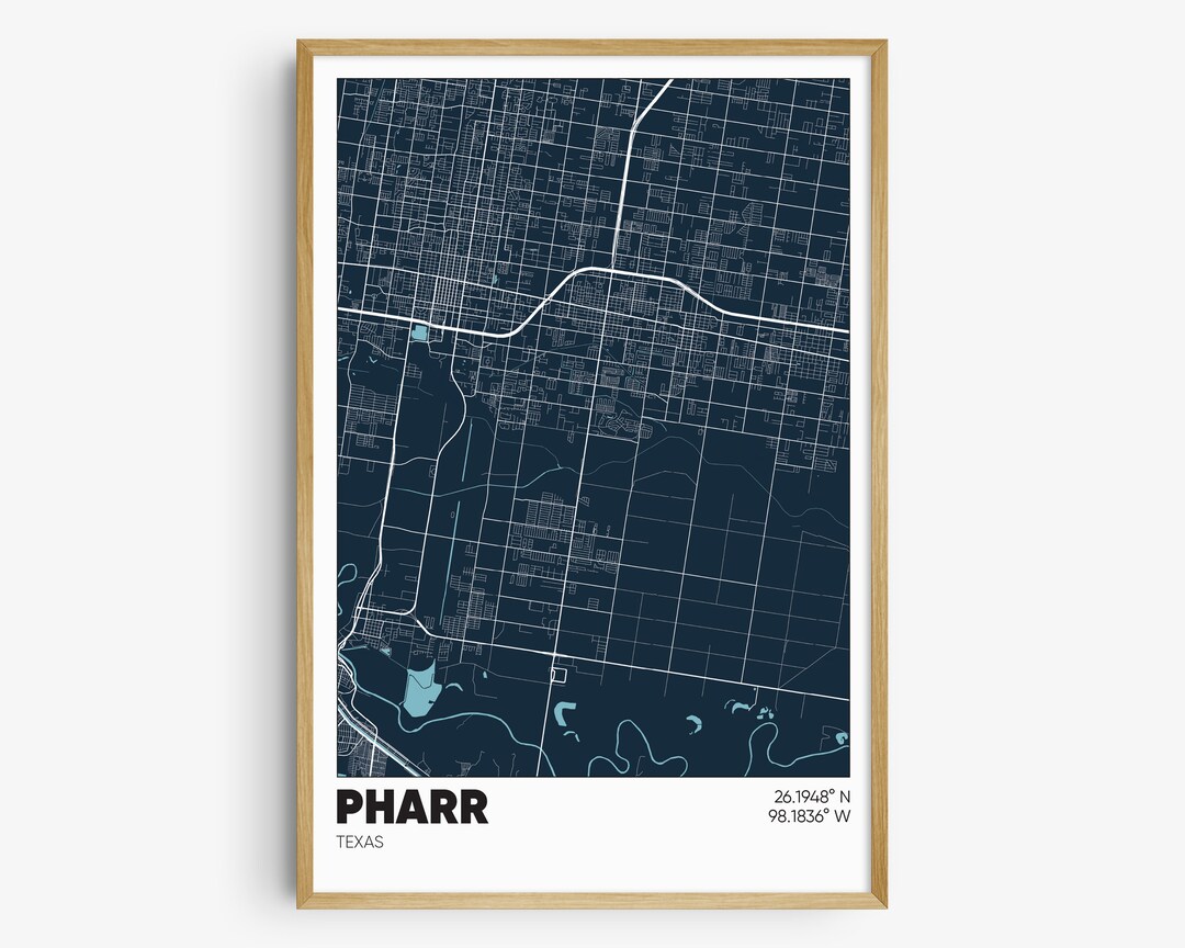 Pharr Map Print, Texas Wall Art, Pharr TX Poster - Etsy