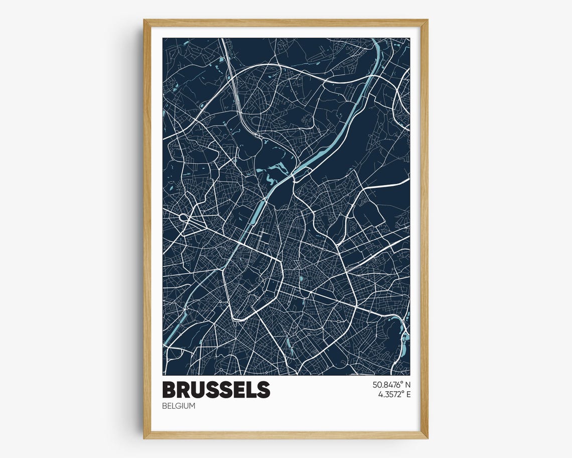 Brussels Map Print, Belgium Wall Art, Brussels Belgium Poster - Etsy