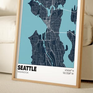 Seattle Map Print, Washington Wall Art, Seattle WA Poster - Etsy