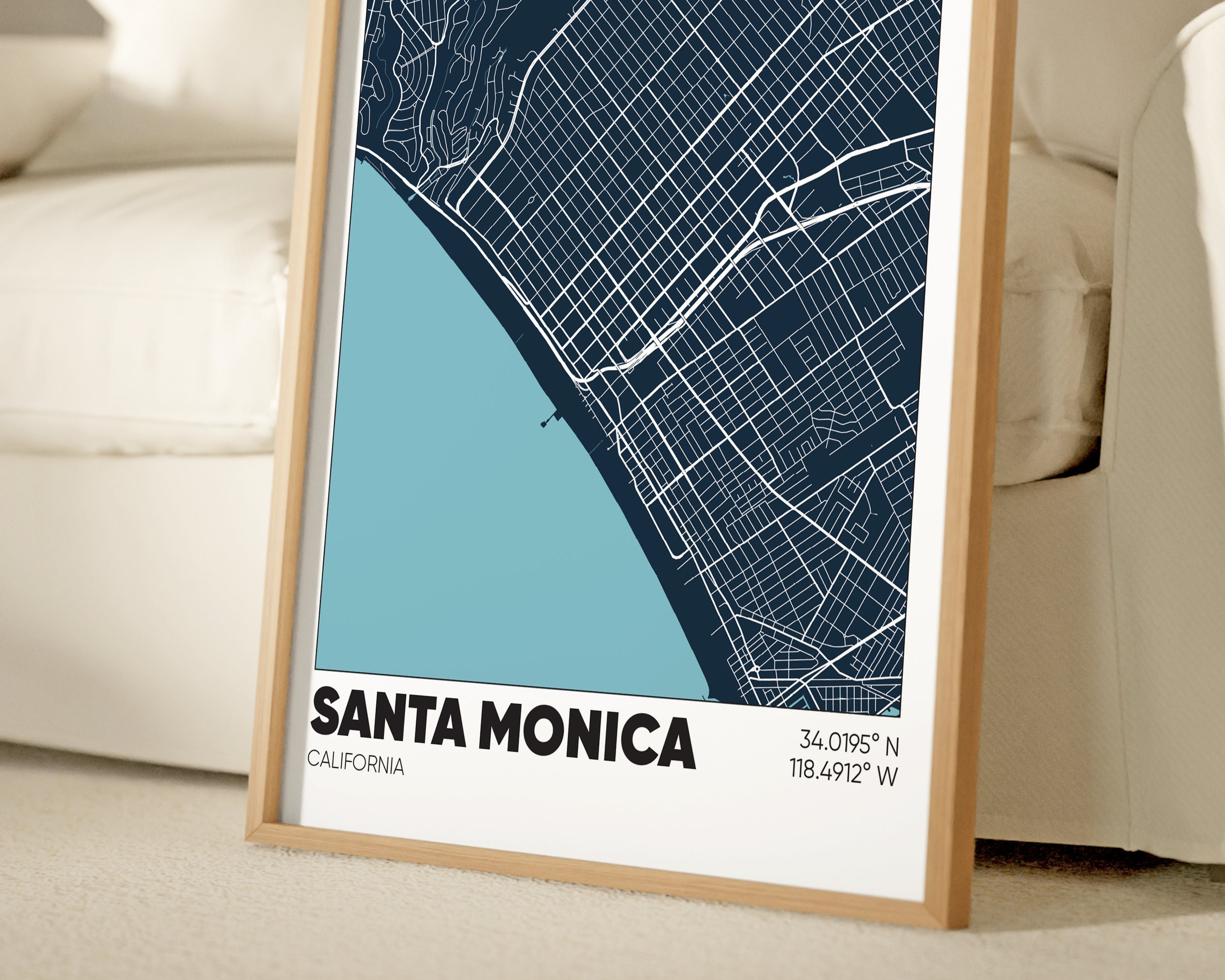 Santa Monica Map Print, California Wall Art, Santa Monica CA Poster - Etsy
