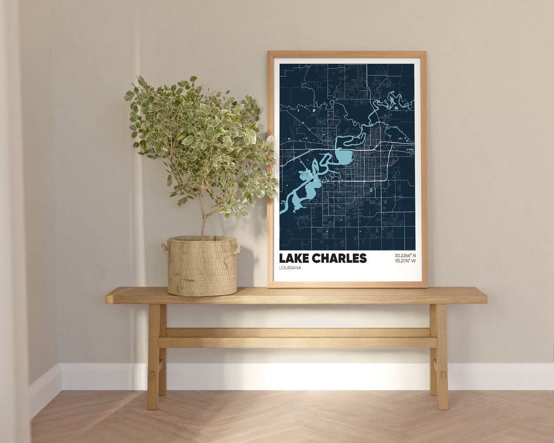 Lake Charles Map Print, Louisiana Wall Art, Lake Charles LA Poster - Etsy