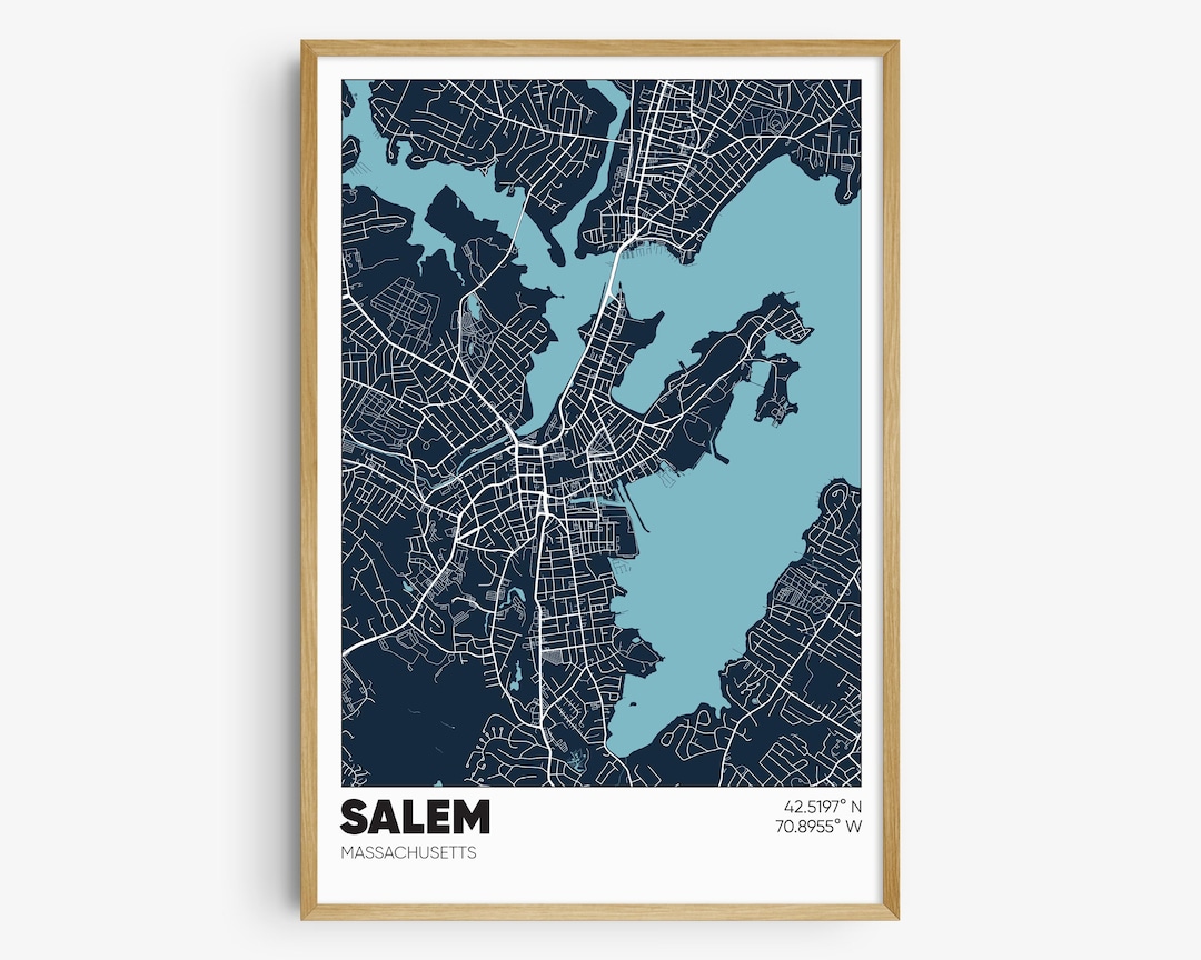 Salem MA Map Print, Massachusetts Wall Art, Salem MA Poster - Etsy