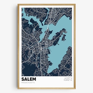 Salem MA Map Print, Massachusetts Wall Art, Salem MA Poster - Etsy