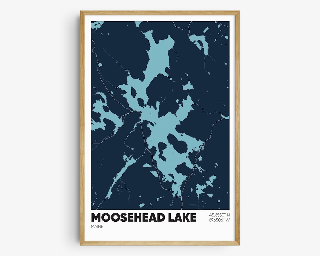 Moosehead Lake Map Print, Maine Wall Art, Moosehead Lake ME Poster - Etsy