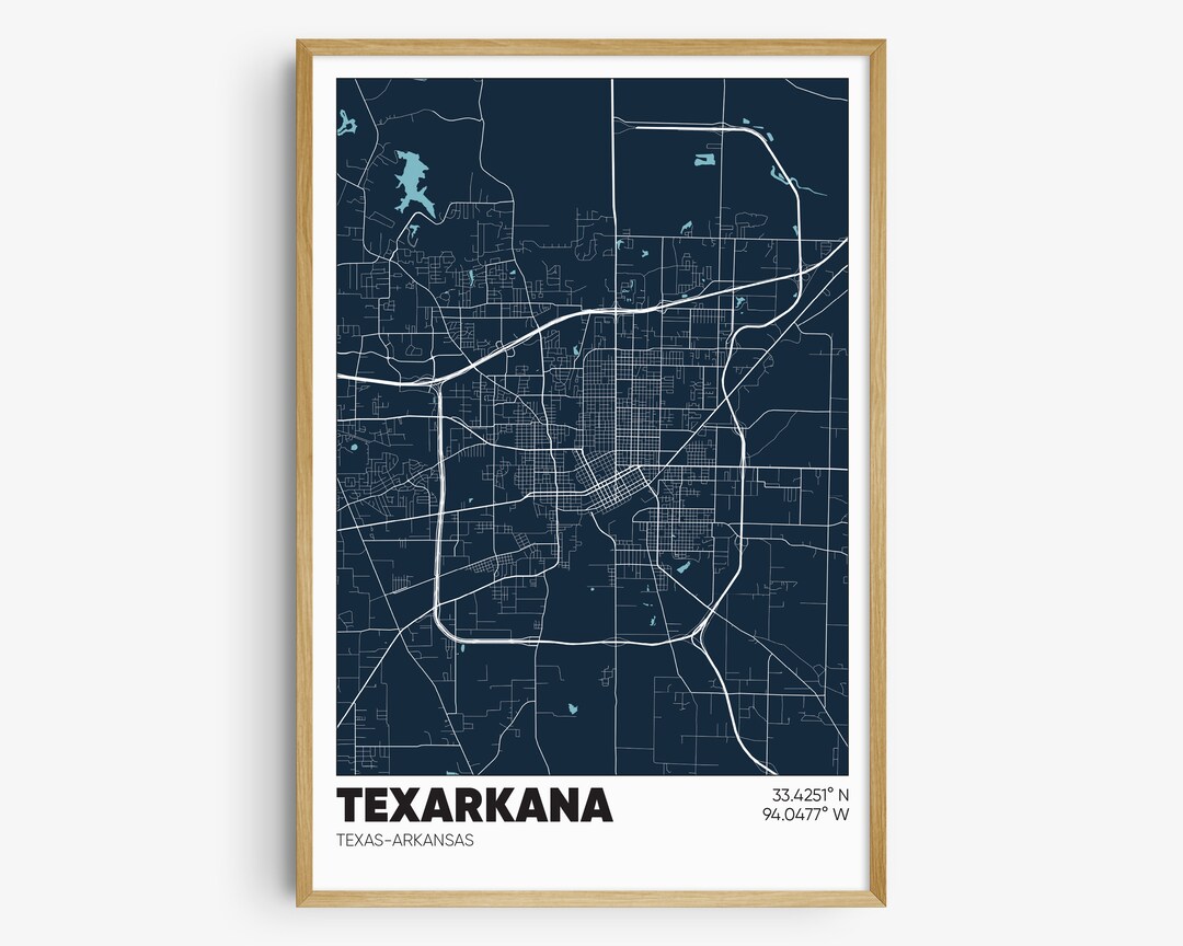 Texarkana Map Print, Texarkana Wall Art, Texas Arkansas Poster - Etsy
