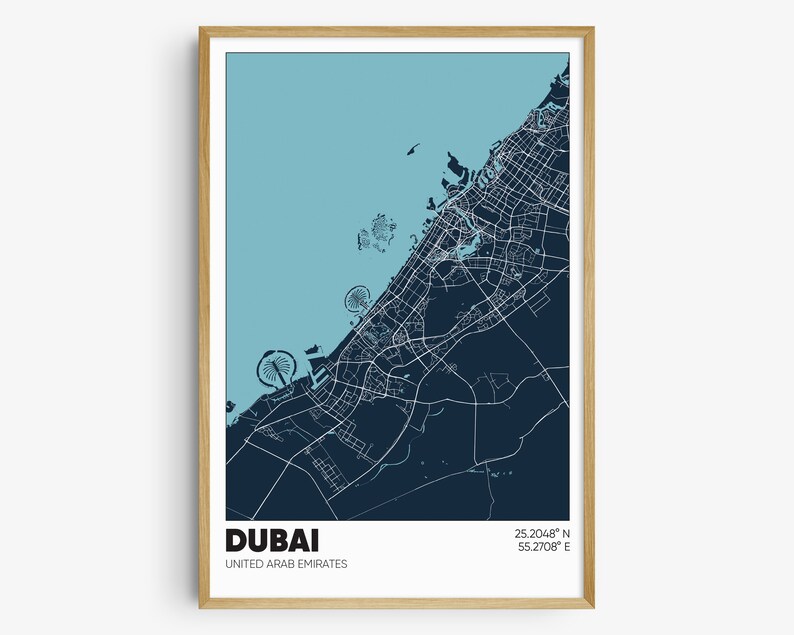 Dubai Map Print, United Arab Emirates Wall Art, Dubai UAE Poster - Etsy