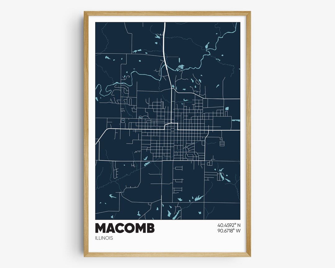 Macomb Map Print, Illinois Wall Art, Macomb IL Poster - Etsy