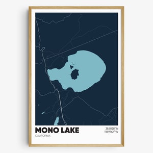 Mono Lake Map Print, California Wall Art, Mono Lake CA Poster - Etsy