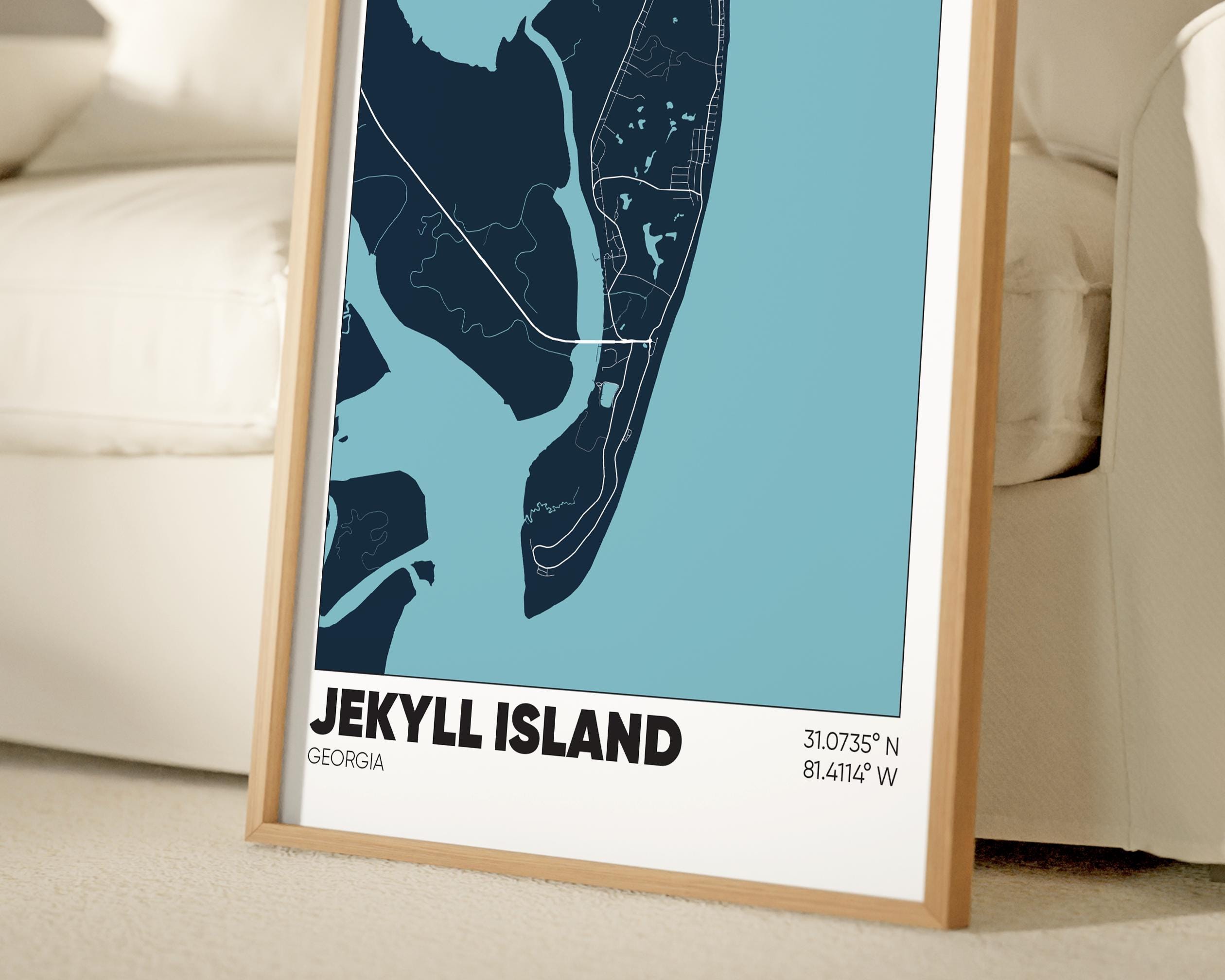 Jekyll Island Map Print, Georgia Wall Art, Jekyll Island GA Poster - Etsy