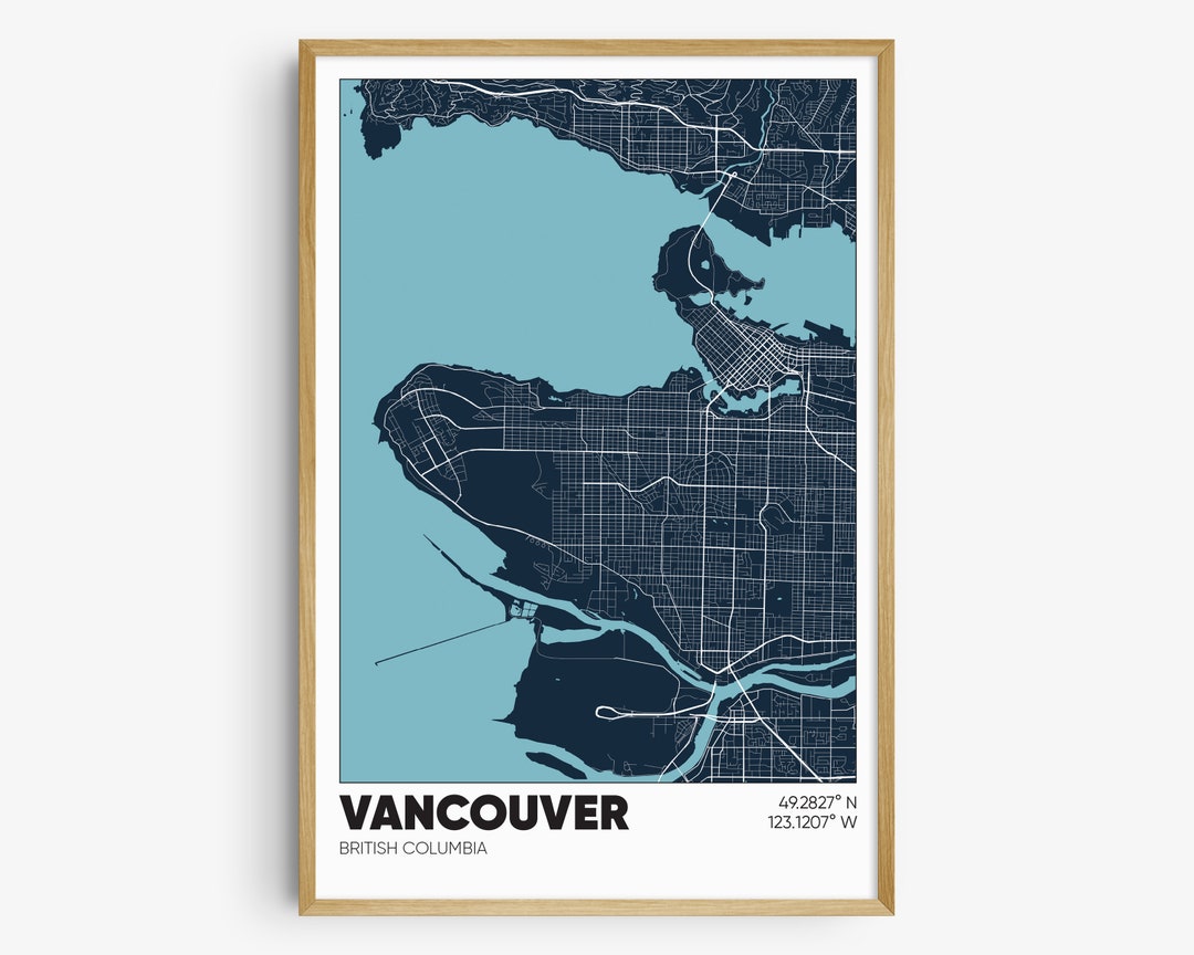 Vancouver Map Print, British Columbia Wall Art, Vancouver BC Canada ...