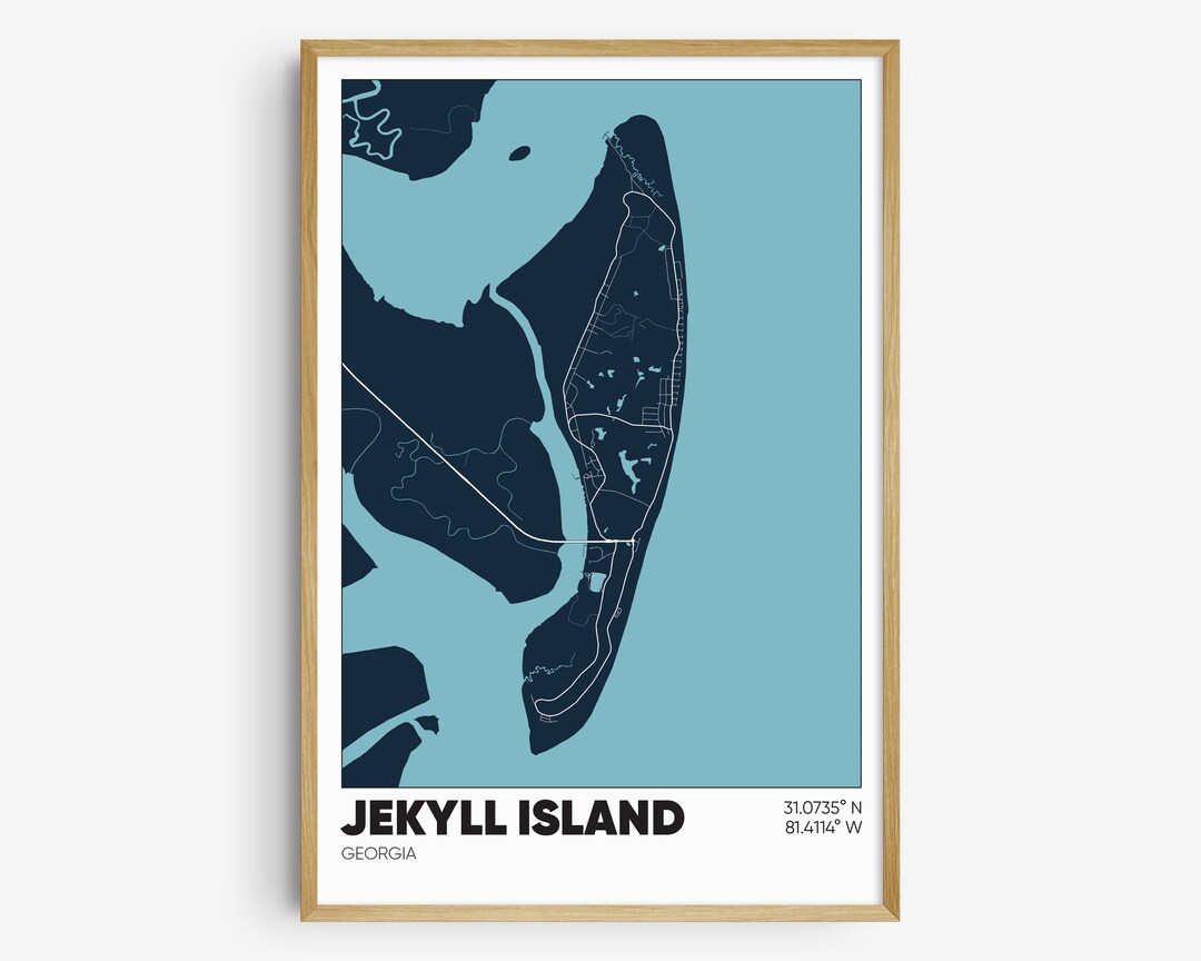 Jekyll Island Map Print, Georgia Wall Art, Jekyll Island GA Poster - Etsy