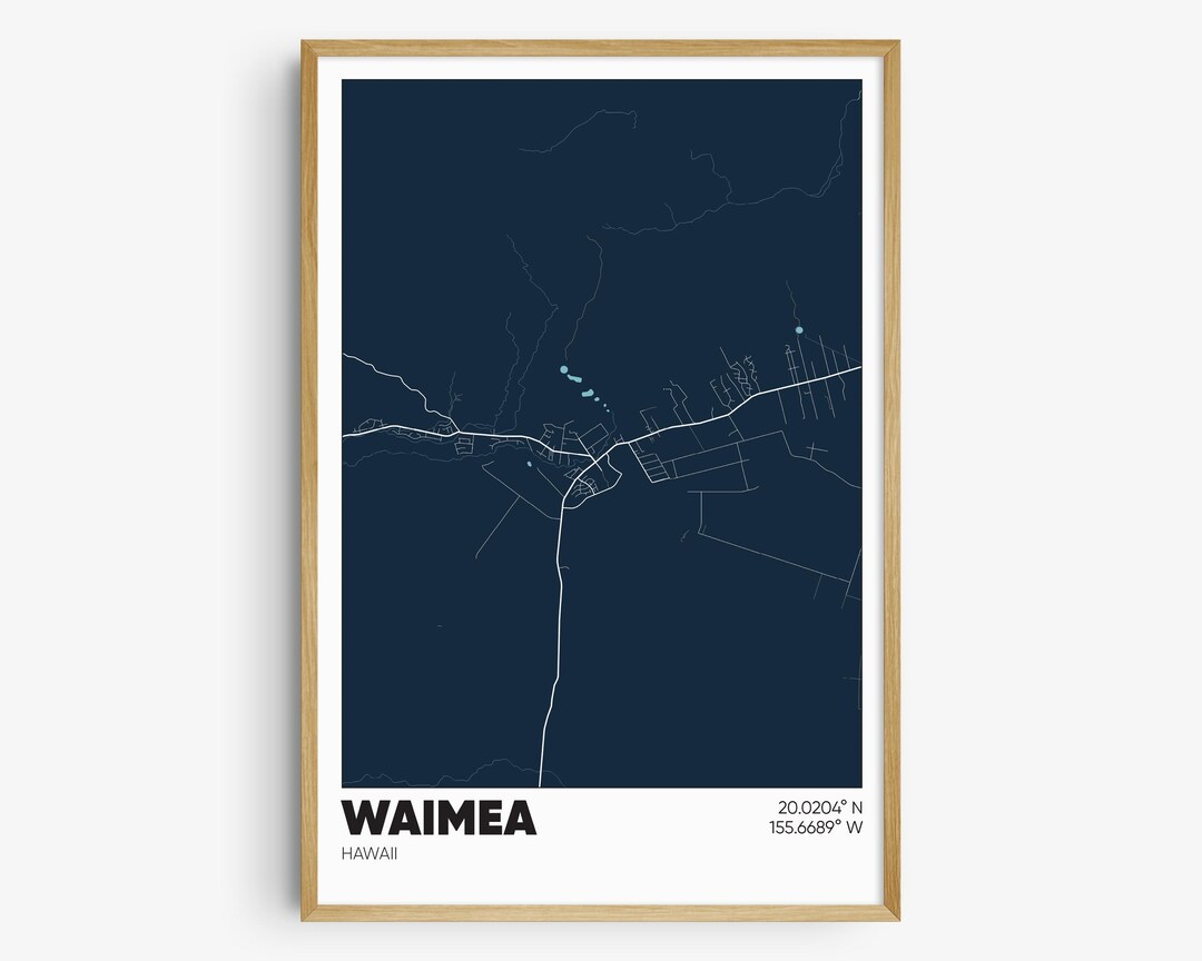 Waimea Map Print, Hawaii Wall Art, Waimea HI Poster - Etsy