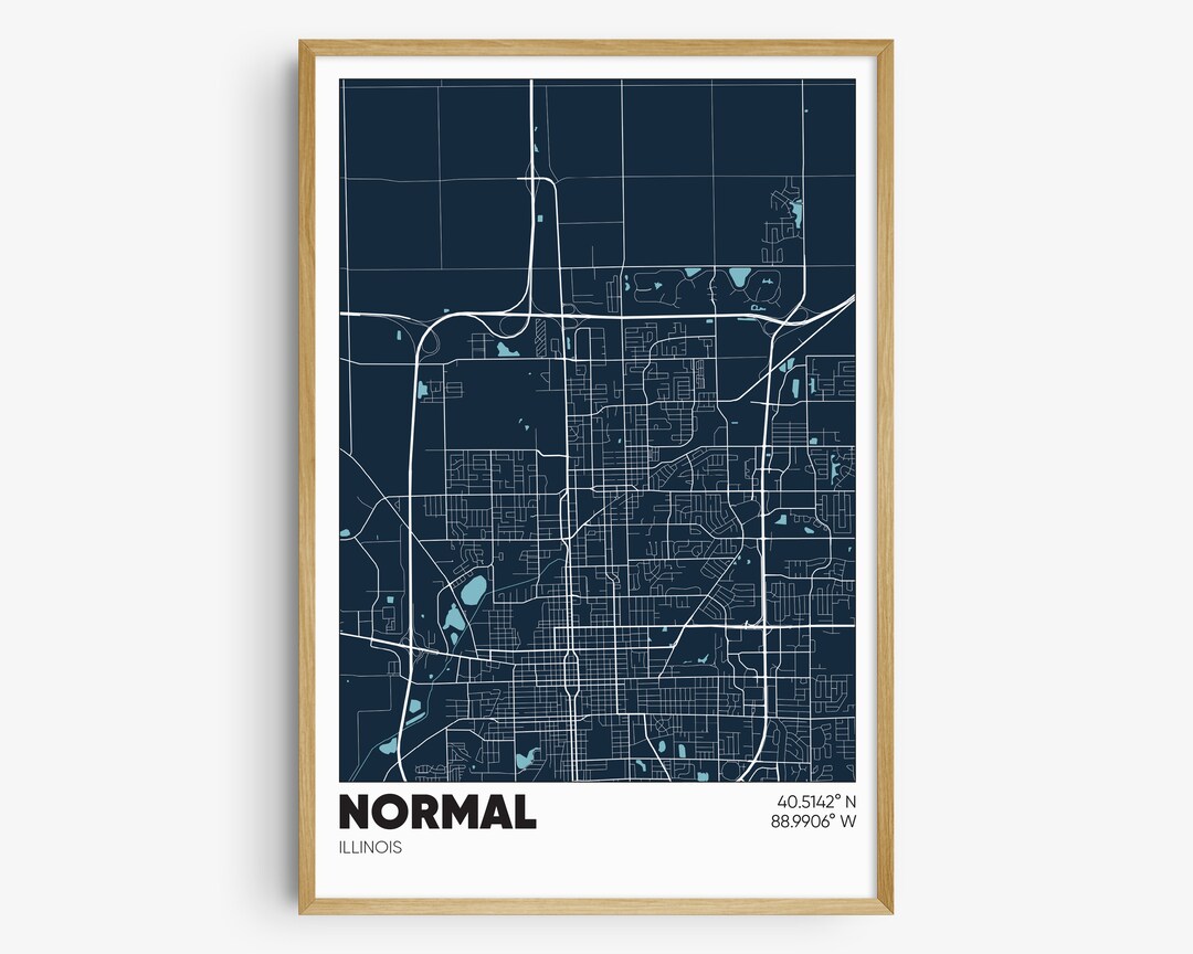 Normal Map Print, Illinois Wall Art, Normal IL Poster - Etsy